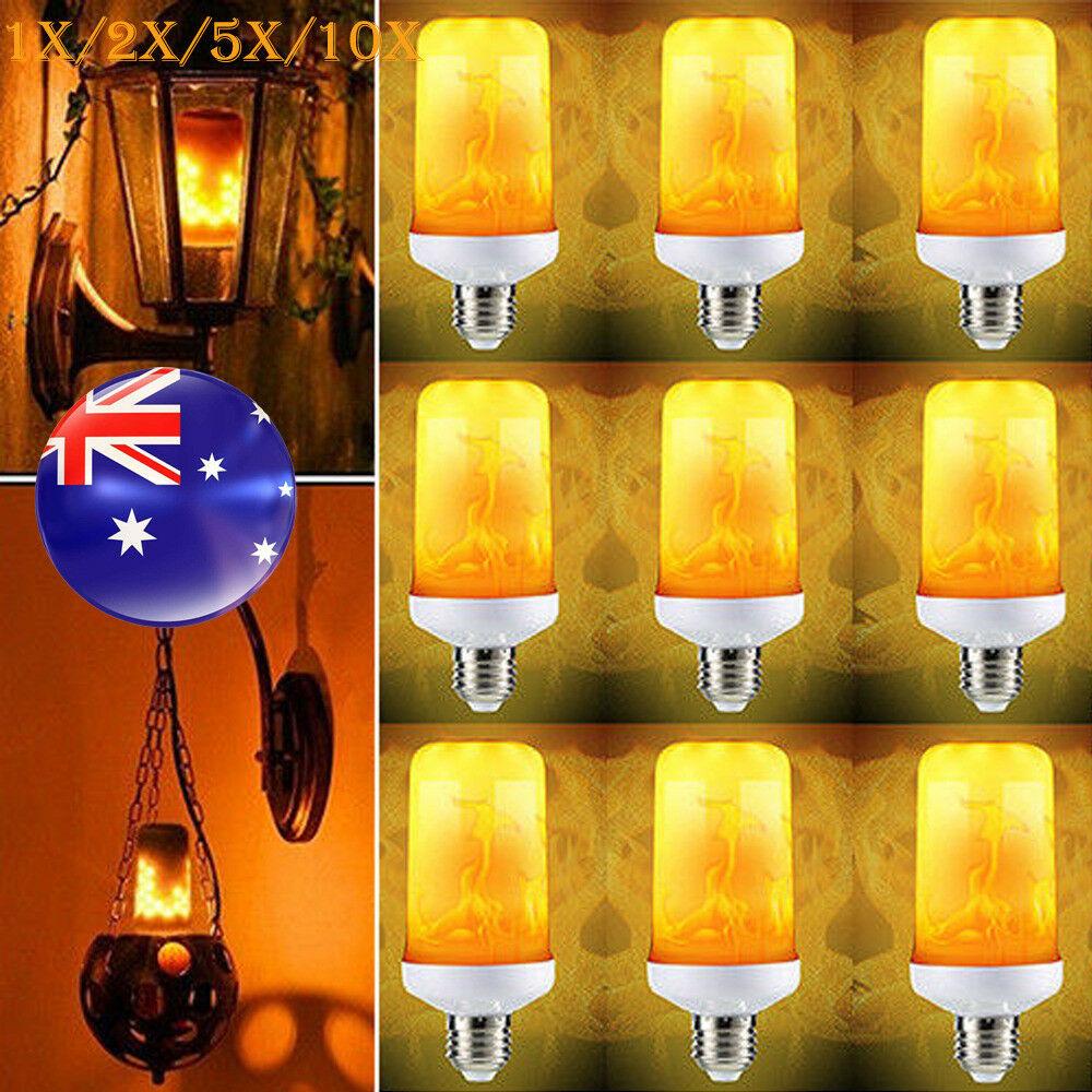 1-10PCS LED Flicker Flame Effect Simulated Fire Light Corn Bulb E27 12 ...