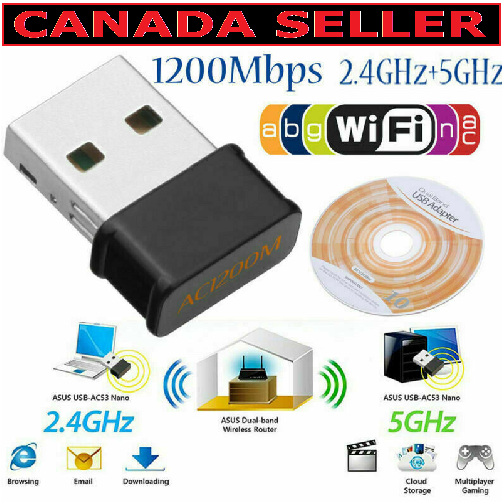 New 1200Mbps Wireless 2.4+5G Dual Band 802.11AC Wifi USB Network Adapt ...